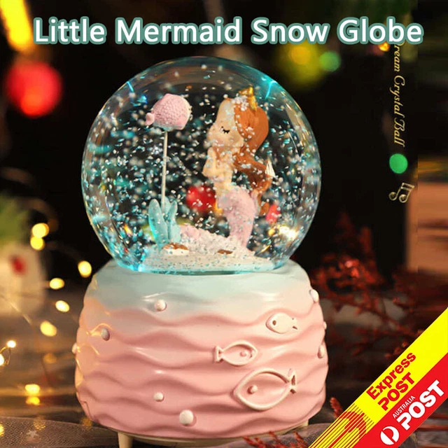 AU LITTLE MERMAID Snow Globe with LED Light Fairy Gift for Girls Mini ...