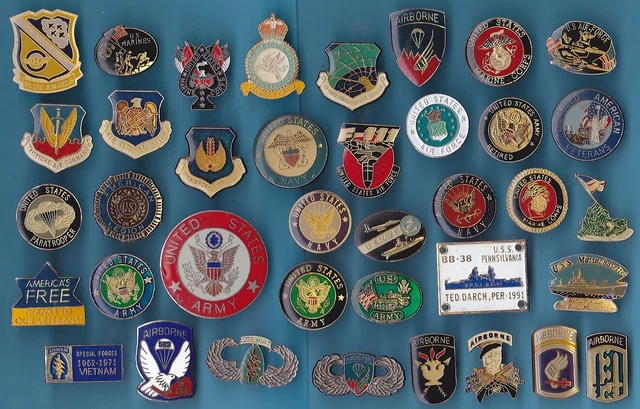 Rare Lot 38 Pins Militaire Armee Army Navy Marines Air Force Airborne