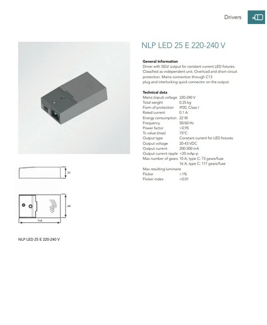 NORDIC LIGHT NLP LED 25E-I-220-240V-BPS-G2 £12.30 - PicClick UK