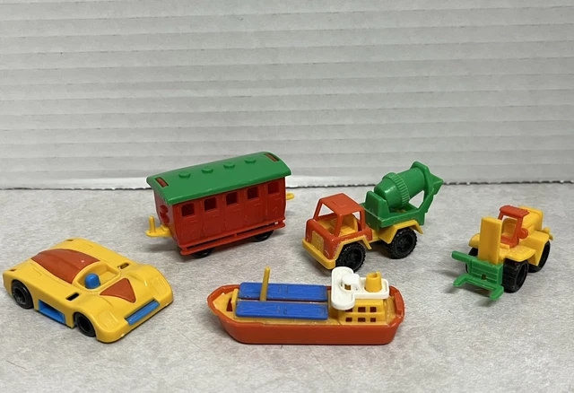 VINTAGE BRUDER GERMANY Mini Plastic Toys Boat,Train,Car,Fork Lift ...