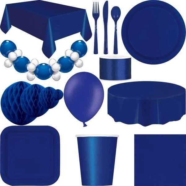 BLAUE PARTY DEKO blau Dekoration dunkelblau Geburtstag Marine Navy Set ...