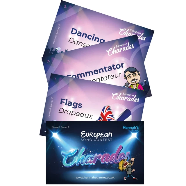 EUROVISION PARTY GAMES Charades Game Cards Song Contest Euro Pack ...