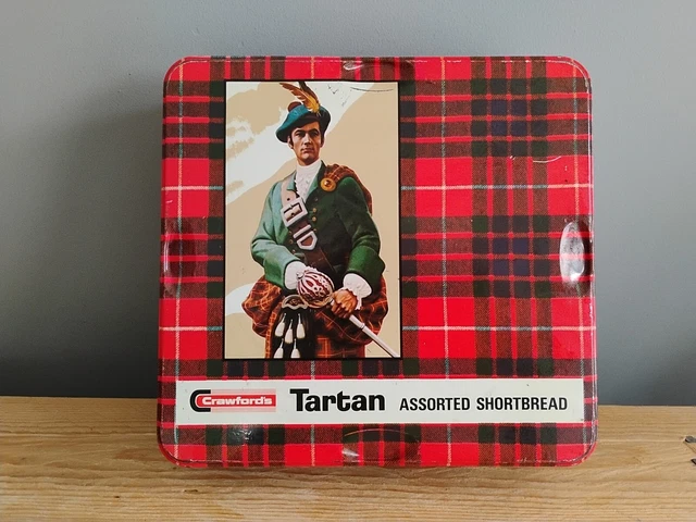 VINTAGE SQUARE CRAWFORD'S Tartan Assorted Shortbread Tin Scottish ...