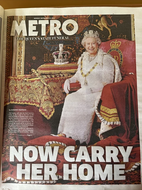 UK METRO NEWSPAPER 19th September 2022 Queen Elizabeth II State Funeral Edition £2.70 - PicClick UK