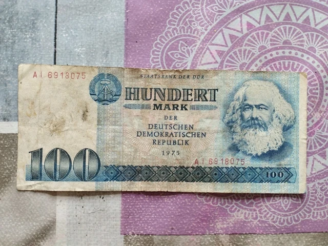 100 DDR MARK Schein 1975 Geldschein Banknoten Karl Marx Sammler Nachlaß ...