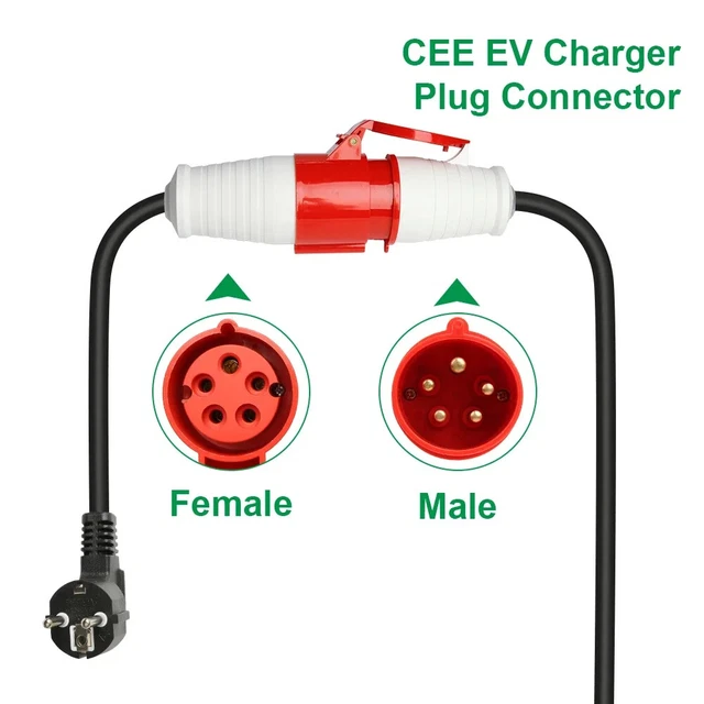 CHARGER ADAPTER SCHUKO to Red Socket 5 Pins Female Plug for Portable ...