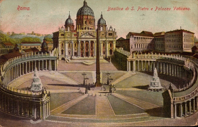 VINTAGE POSTCARD ROMA Basilica di San Pietro e Palazzo Vaticano Rome ...