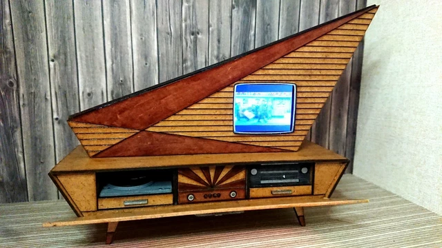 DOLLHOUSE MINIATURE WORKING vintage mid century Kuba Comet TV, 1:12 ...