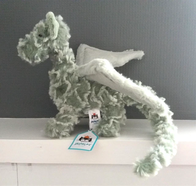 JELLYCAT LITTLE DRAKE Dragon ~ Green Textured Kawaii Soft Toy ~ D3D ...