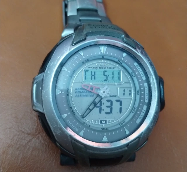 CASIO PRO TREK PRG-60T (Triple Sensor solar watch) model 2767 - with user guide £40.00 - PicClick UK