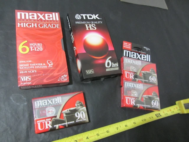 MAXELL TDK BLANK VHS video tape tapes w/ audio cassettes cassette NEW ...