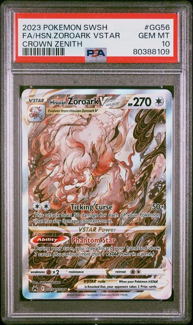 PSA 10 2023 Pokemon Krone Zenith Hisuian Zoroark VSTAR Full Art GG56 ...