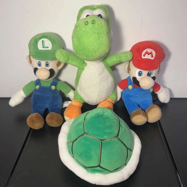 (4) PLUSH SUPER Mario Yoshi Luigi Green Shell Mario Brothers Plush Toys ...