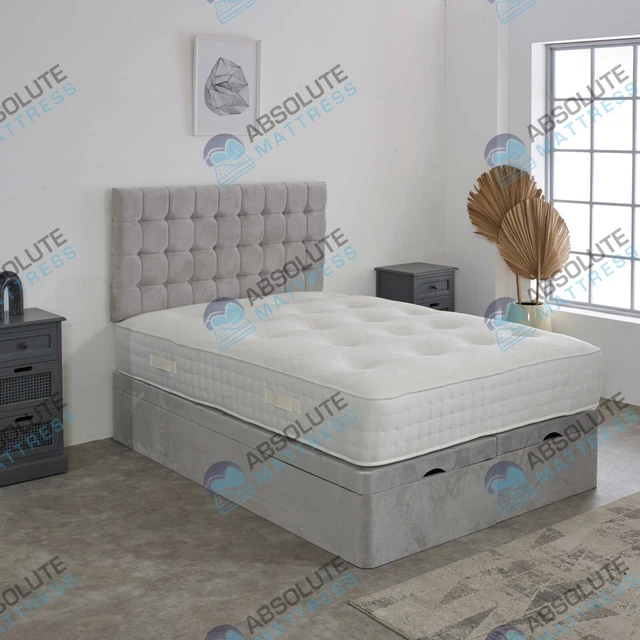 OTTOMAN STORAGE GAS Lift Up Fabric Bed With Memory Foam Mattress In ...