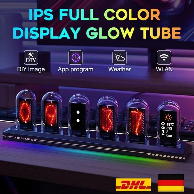 IPS RGB TUBE Clock Nixie Art Oled Display Uhr mit Wi-Fi EUR 82,90 ...