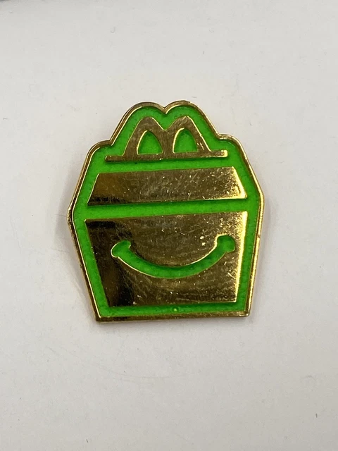 VINTAGE MCDONALD'S GREEN Smile Happy Meal Box Lapel Pin Button Badge £ ...