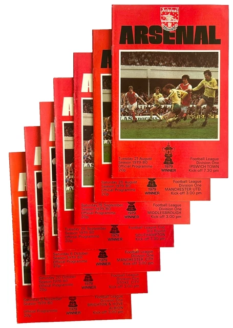 7 X ARSENAL Home Programmes from 1978-79 Season - All listed and ...