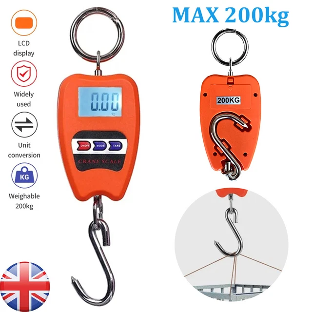 MINI CRANE SCALE Weight 200kg Heavy Duty Hanging Hook Scales Portable ...