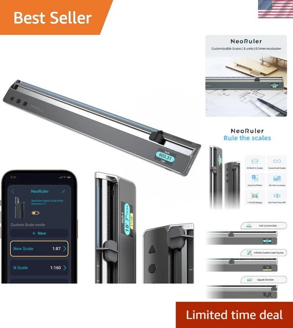 NEORULER DIGITAL SCALE Ruler, 12 inch Smart Scale Ruler with Infinite ...