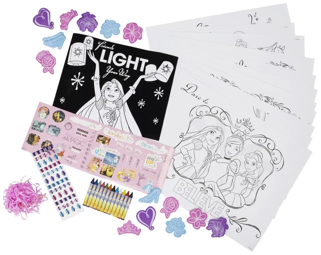 DISNEY PRINCESS ACTIVITY Tube Crayons Stickers Colouring Art Craft Kids ...