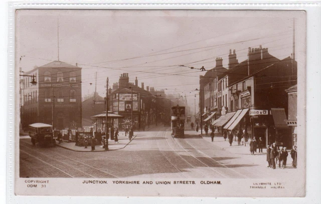 JUNCTION OF YORKSHIRE AND UNION STREETS, OLDHAM: Lancashire postcard ...