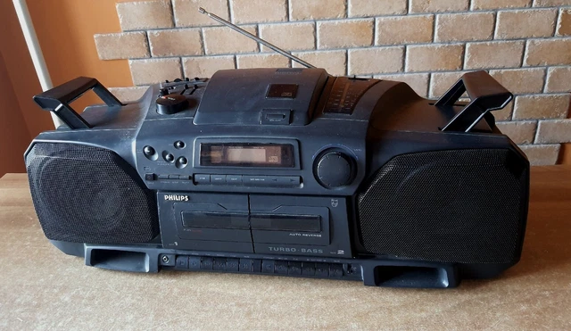 BOOMBOX GHETTO BLASTER Philips Az-8304 Vintage Radio Stereo Cd Double ...
