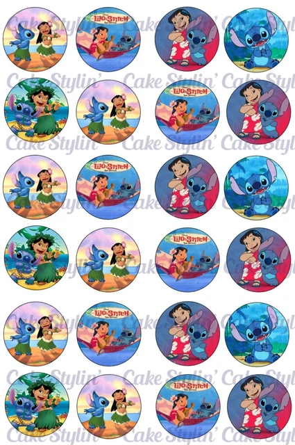 24 X STITCH Cupcake Toppers Edible Wafer Paper Disney Cake DISNEY Lilo ...