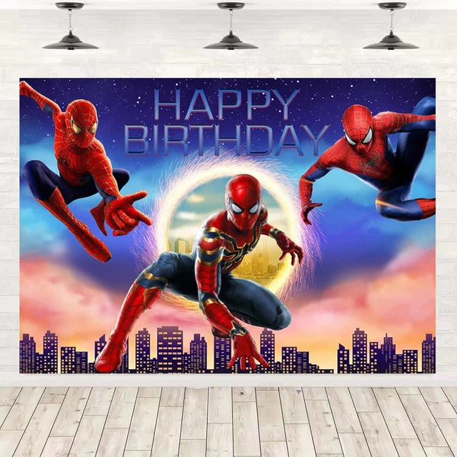 SPIDERMAN BACKDROP HAPPY Birthday Party Photo Background Banner Kids ...