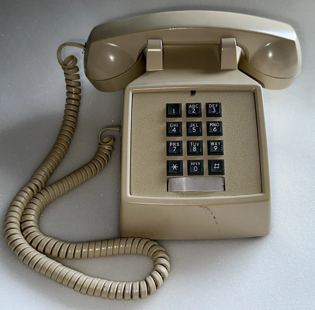 VINTAGE AT&T BEIGE Push Button Corded Landline Desk Phone £23.98 ...