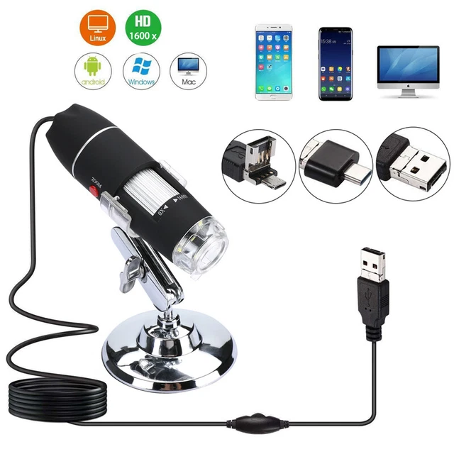1600X ZOOM 8LED HD 1080P USB Microscope Digital Magnifier Endoscope ...