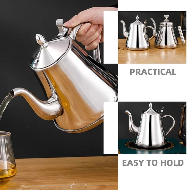 TEA KETTLE WITH Infuser Coffee Brewing Stovetop Stainless Steel Long ...