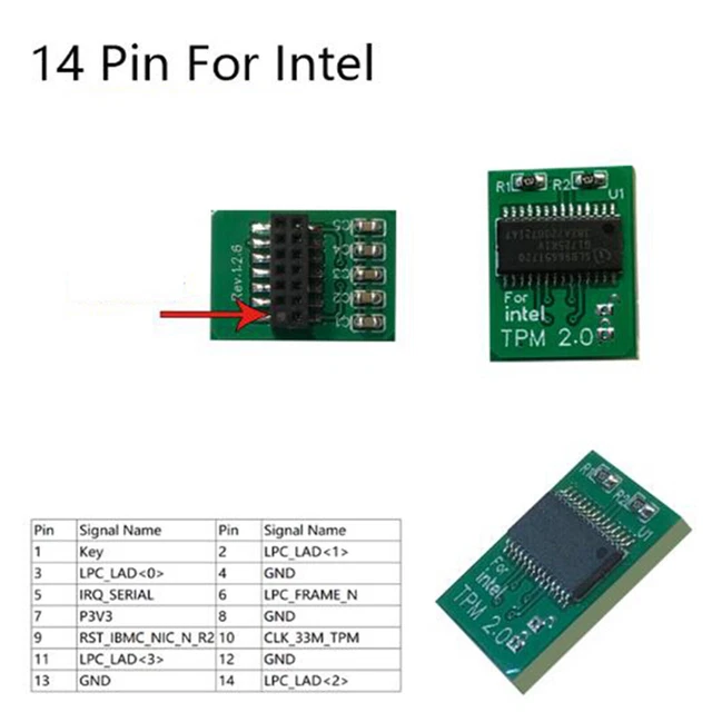 14 PIN TPM2.0 Security Module Replacement for Intel Trusted Platform ...