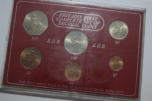 🧭 🇬🇧 UK Gb Britain's First Decimal Coins Set Cased B84 #280 $50.98 - PicClick CA