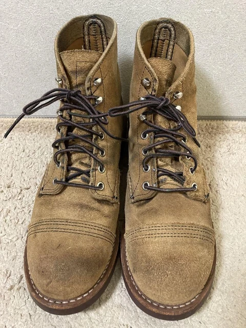 RED WING MEN'S US9.5 D Iron Ranger Work Boots 8083 Beige Suede Cap Toe ...