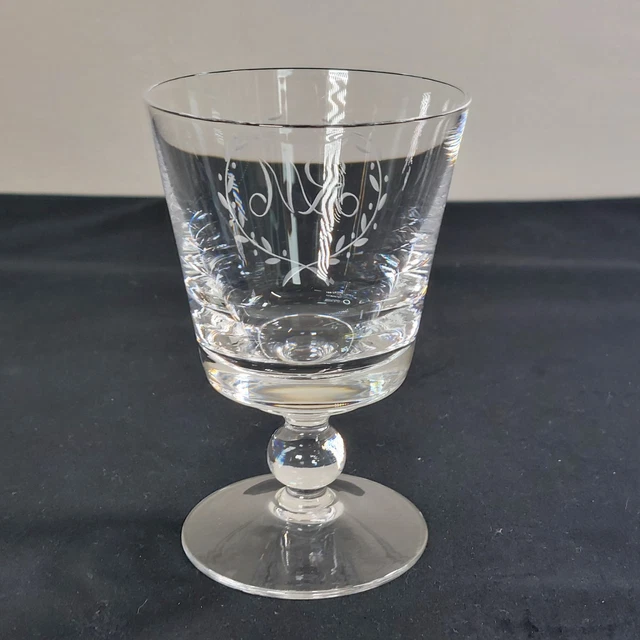 STUART CRYSTAL WINE Glass Baluster Stem Bucket Shaped Bowl Etched RM ...