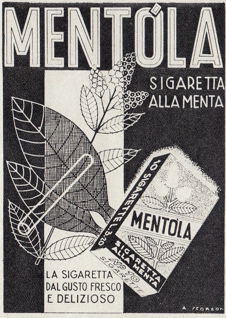 Z4148 CIGARETTES MENTOLA, Publicité Période, 1940 Vintage Advertising ...