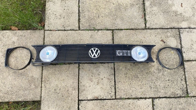 VW GOLF MK1 GTI Genuine Hella Twin Headlight Grill Badge Spot Lights ...