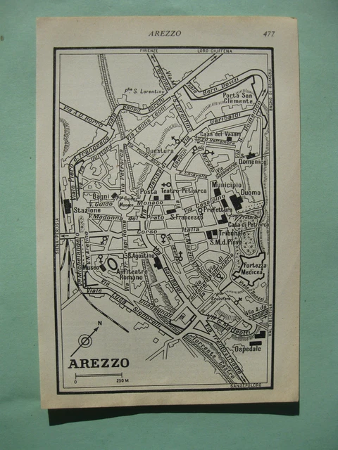 STAMPA ANTICA OLD print map MAPPA TOSCANA AREZZO 1^ meta 900 da guida ...