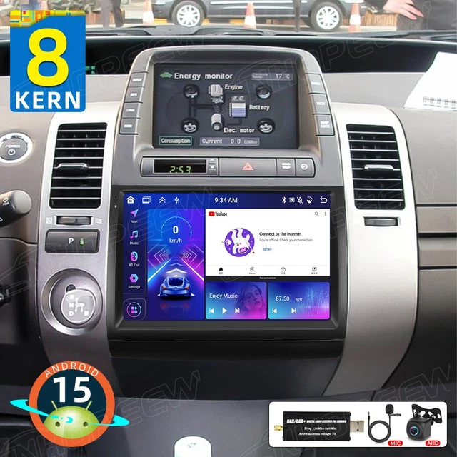 DAB+ 6+128G ANDROID 15 Autoradio Carplay GPS Navi für Toyota Prius MK2 ...