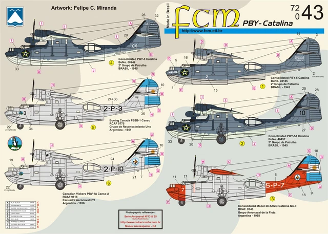 DECALCOMANIA FCM PBY Catalina 72043 1/72 Brasile (famoso Arar) e ...