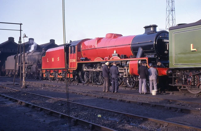 2 X ORIGINAL Slides BR/LMS Jubilee Steam Loco 45596 'BAHAMAS' Edgeley ...