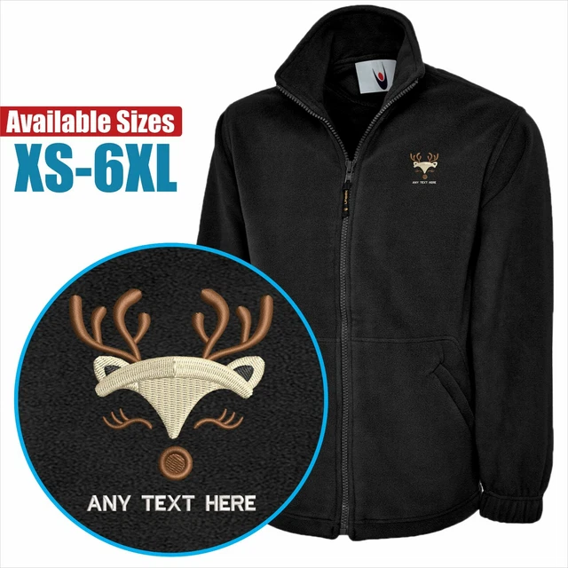 CHRISTMAS REINDEER EMBROIDERED Fleece Jacket Xmas Party 2021 Men Full ...