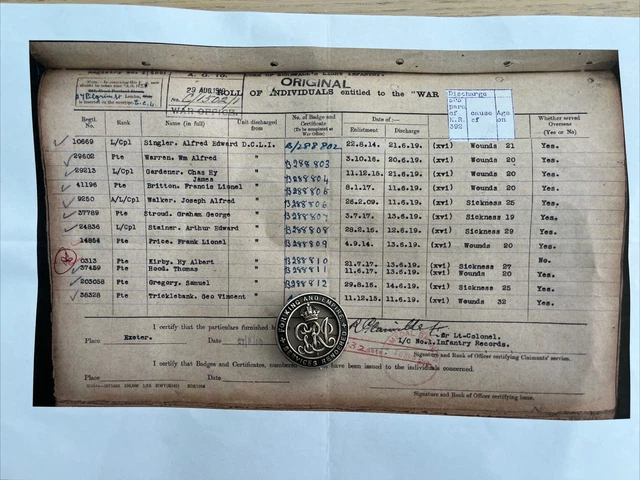 WW1 SILVER WAR badge Kirby DCLI £45.00 - PicClick UK