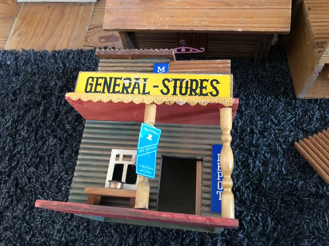 WESTERN HOLZ SALOON Fort Gebäude Blockhaus Timpo Toys 70er Jahre ...