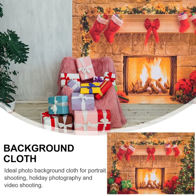 PHOTOGRAPHY BACKDROP CHRISTMMAS Holiday Booth Backdrops Fireplace Wall ...