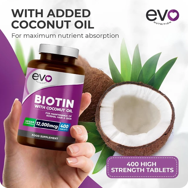 BIOTIN 12000MCG HAIR Growth Supplement with Coconut Oil | 400 High ...