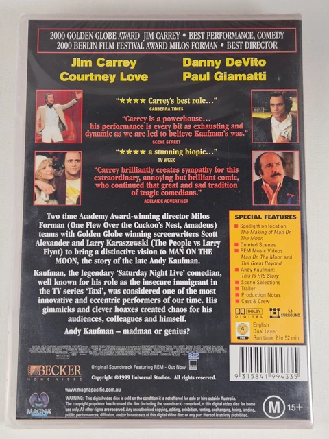 JIM CARREY: MAN On The Moon DVD Wide Screen (New & Sealed) Region 4 $10 ...