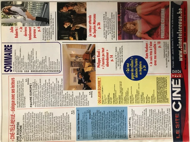 CINE REVUE 13/2001-JULIA Roberts-Kate Hudson-Sophie Marceau-Lenorman ...