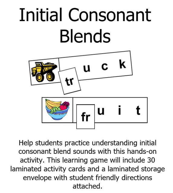 INITIAL CONSONANT BLENDS Phonics Activity Teacher Made Literacy ...