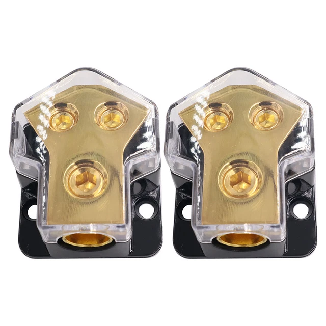 2X 2 WAY Distribution Block Power/Ground Splitter 0/4gauge AWG For Car ...